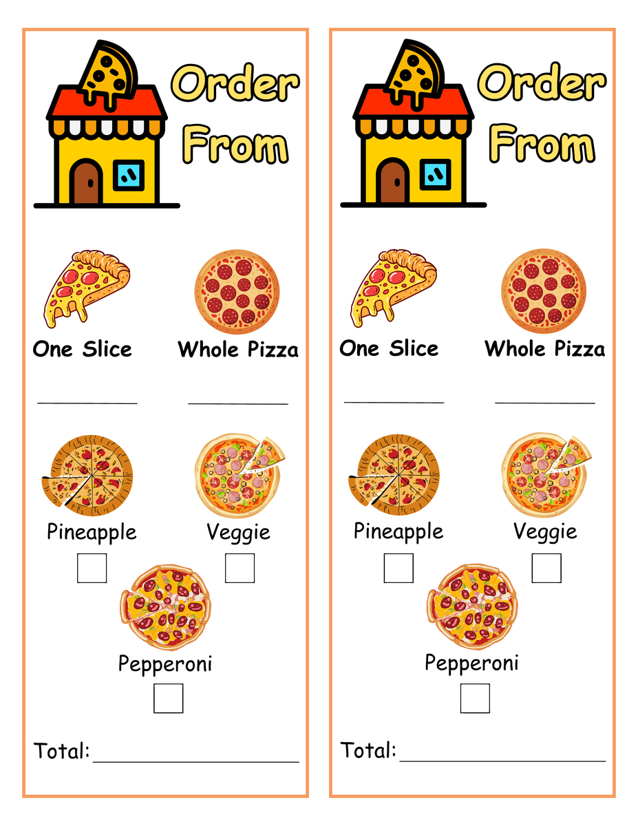 Role-Play - Pizza Shop Theme - Order Form| gofindgod.com