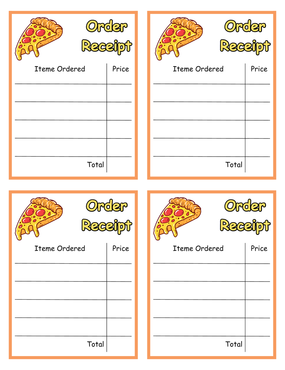 Role-Play - Pizza Shop Theme - Order Receipts| gofindgod.com