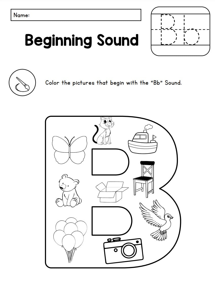 🎨 A-Z Beginning Sounds Alphabet Coloring Set – Fun Phonics Practice!| gofindgod.com