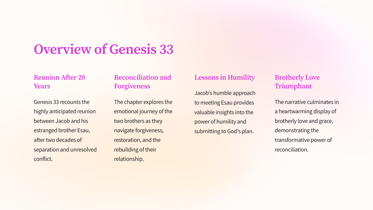 Genesis 33 - Jacob Reunites with Esau| gofindgod.com