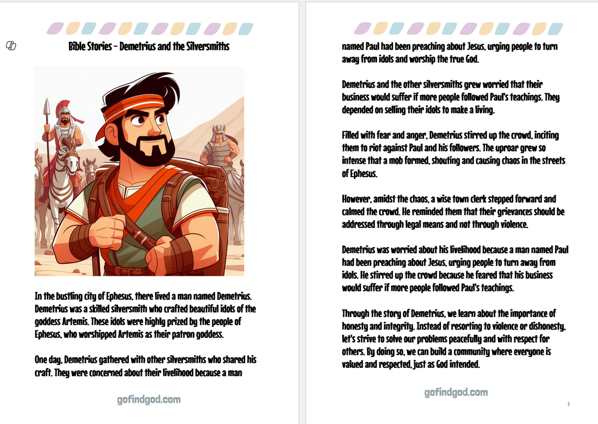 Bible Stories - Demetrius and the Silversmiths| gofindgod.com