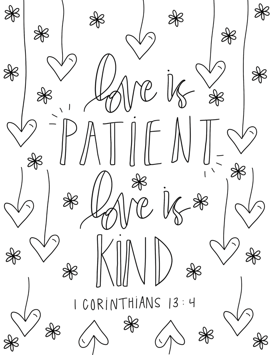 Bible Verse Coloring - Corinthians 13 4| gofindgod.com