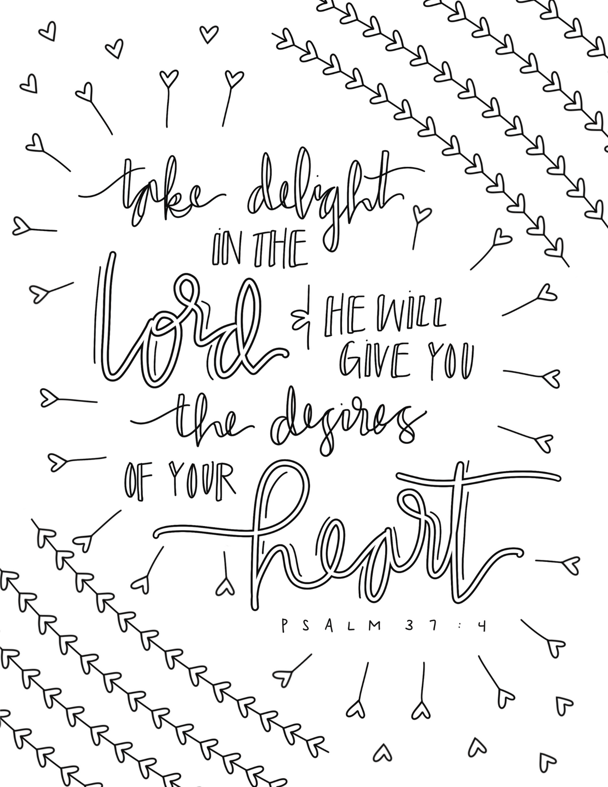 Bible Verse Coloring - Psalm 37 4| gofindgod.com