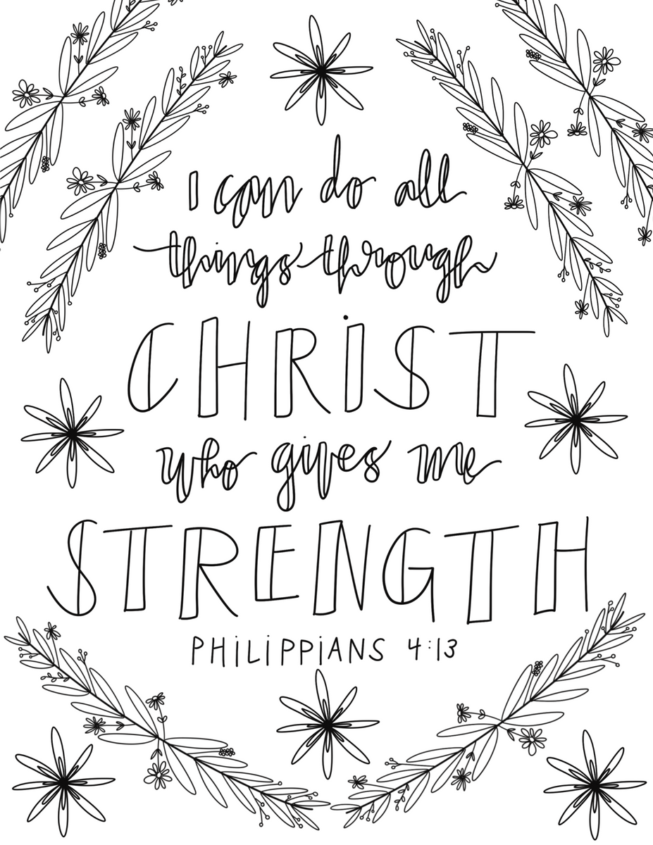 Bible Verse Coloring - Phillipians 4 13| gofindgod.com