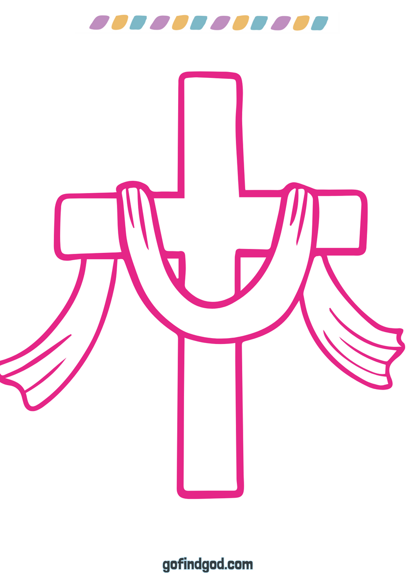 Easter Coloring - Cross with Sash| gofindgod.com