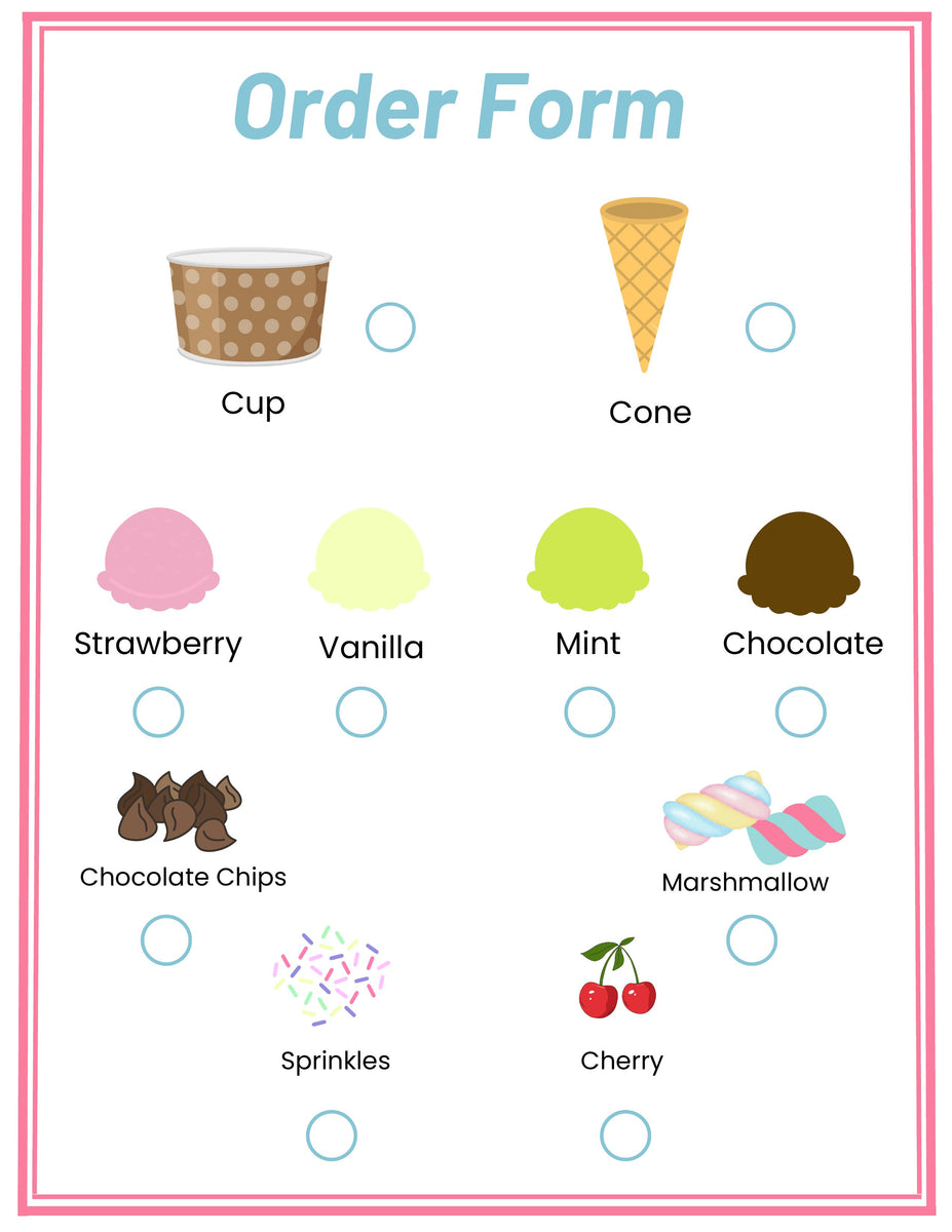 Role-Play - Ice Cream Shop - Order Form| gofindgod.com